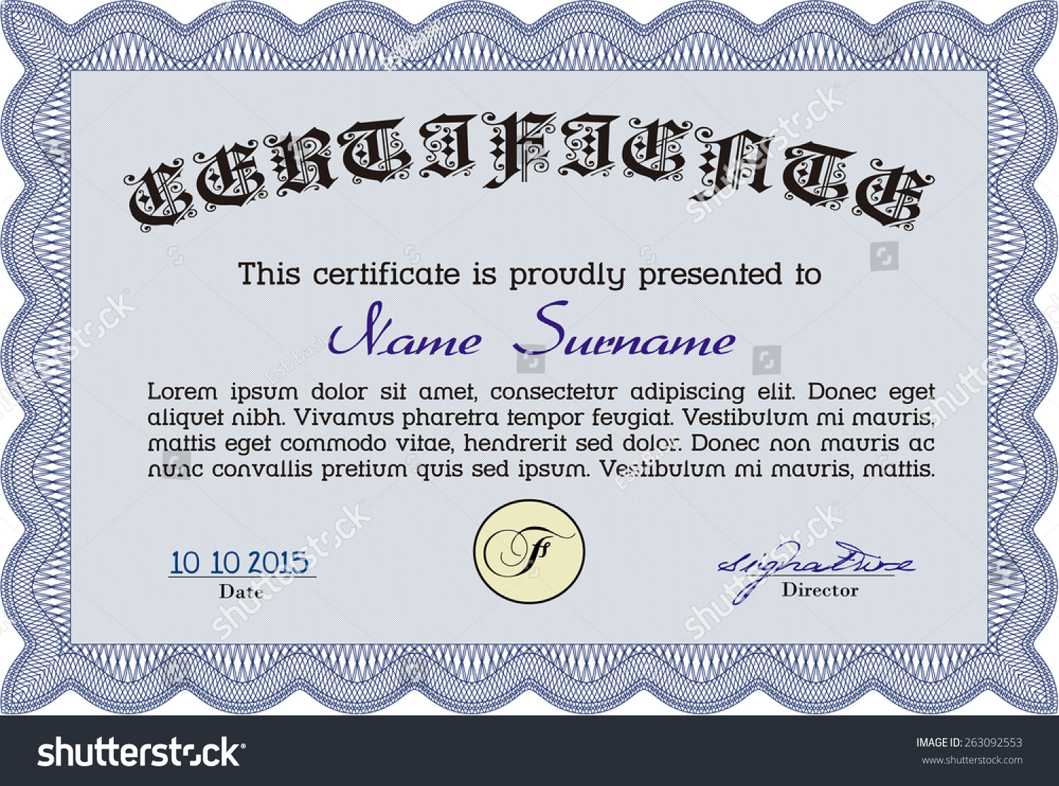 Horizontal Certificate Diploma Template Stock Vector (Royalty Free ...