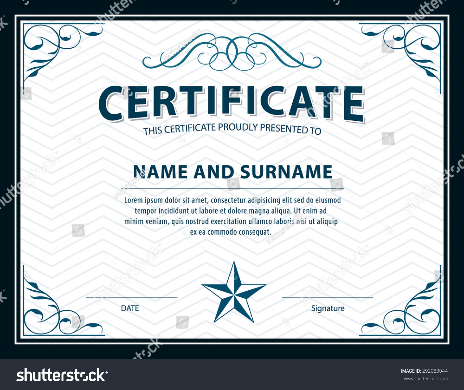 Horizontal Certificate Templatediplomaletter Size Vector 스톡 벡터(로열티 프리 ...