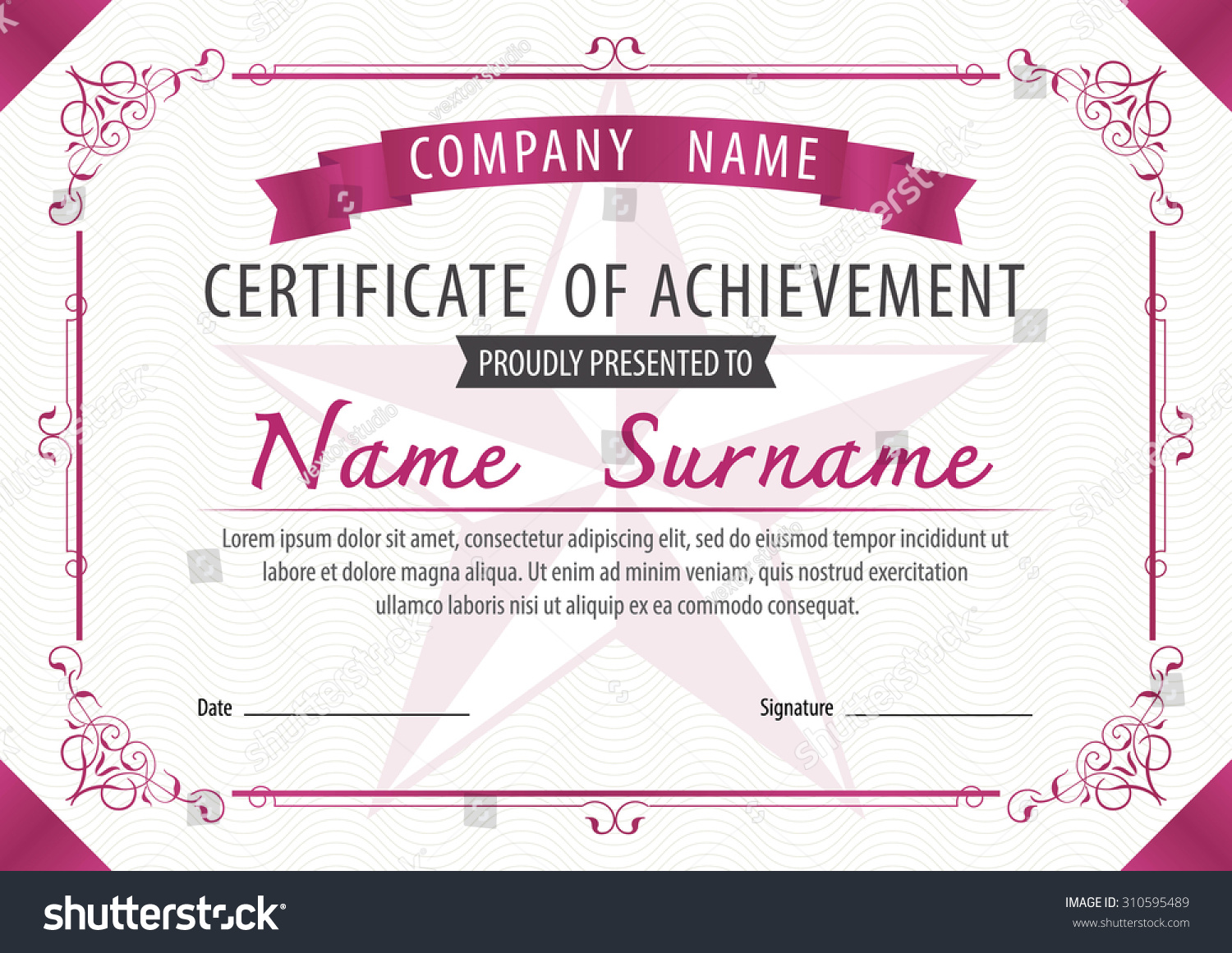 Horizontal Certificate Templatediplomaletter Size Vector Stock Vector ...