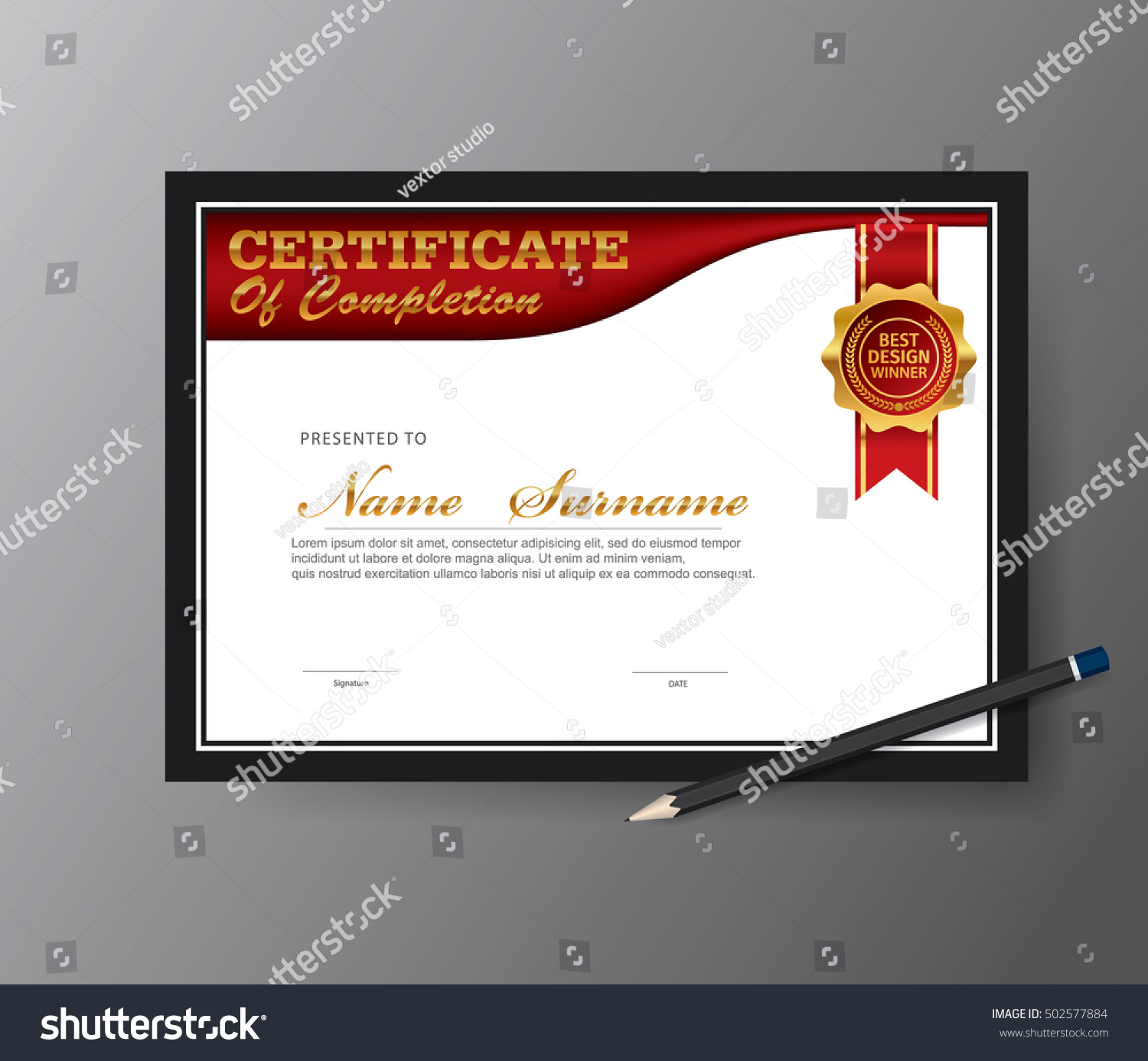 Horizontal Certificate Template Diploma Vector Stock Vector (Royalty ...