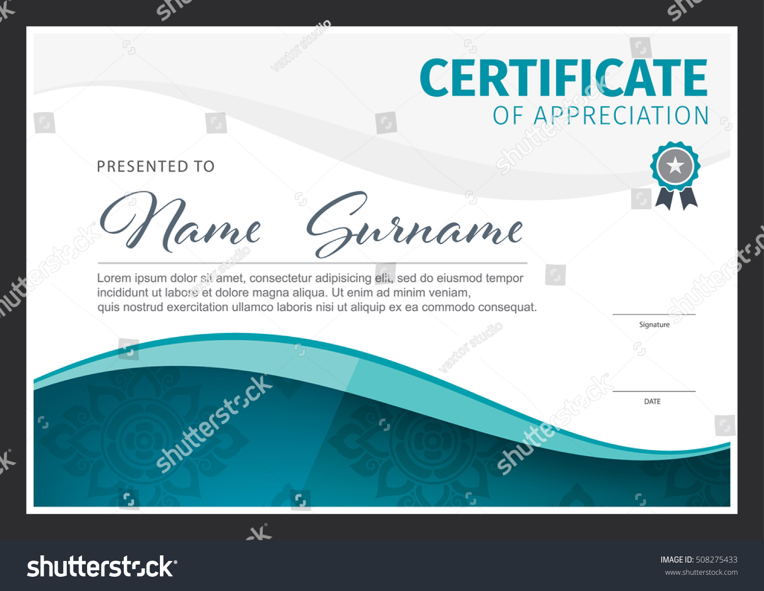 Horizontal Certificate Template Diploma Vector 库存矢量图（免版税）508275433 ...