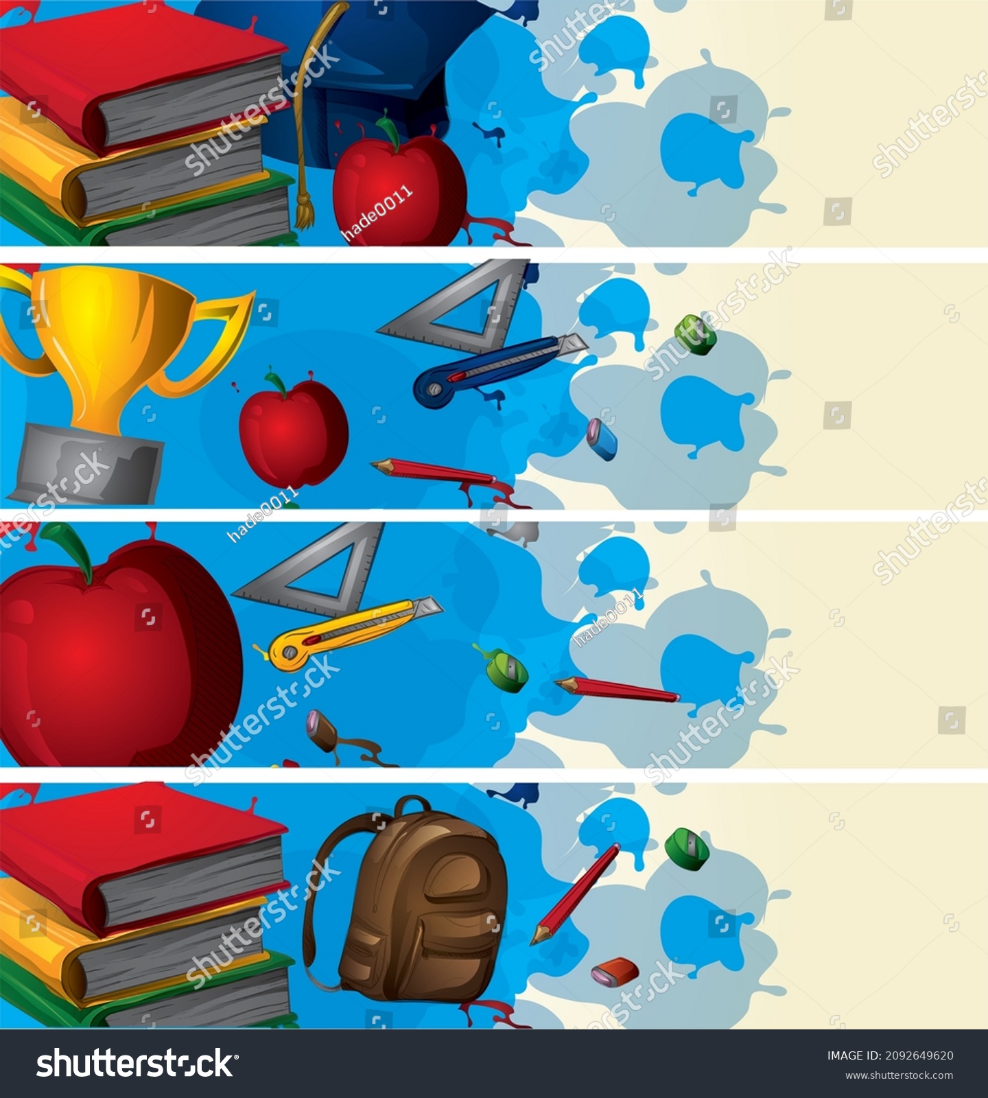 Horizontal Education Banner Vector Template Collection Stock Vector ...