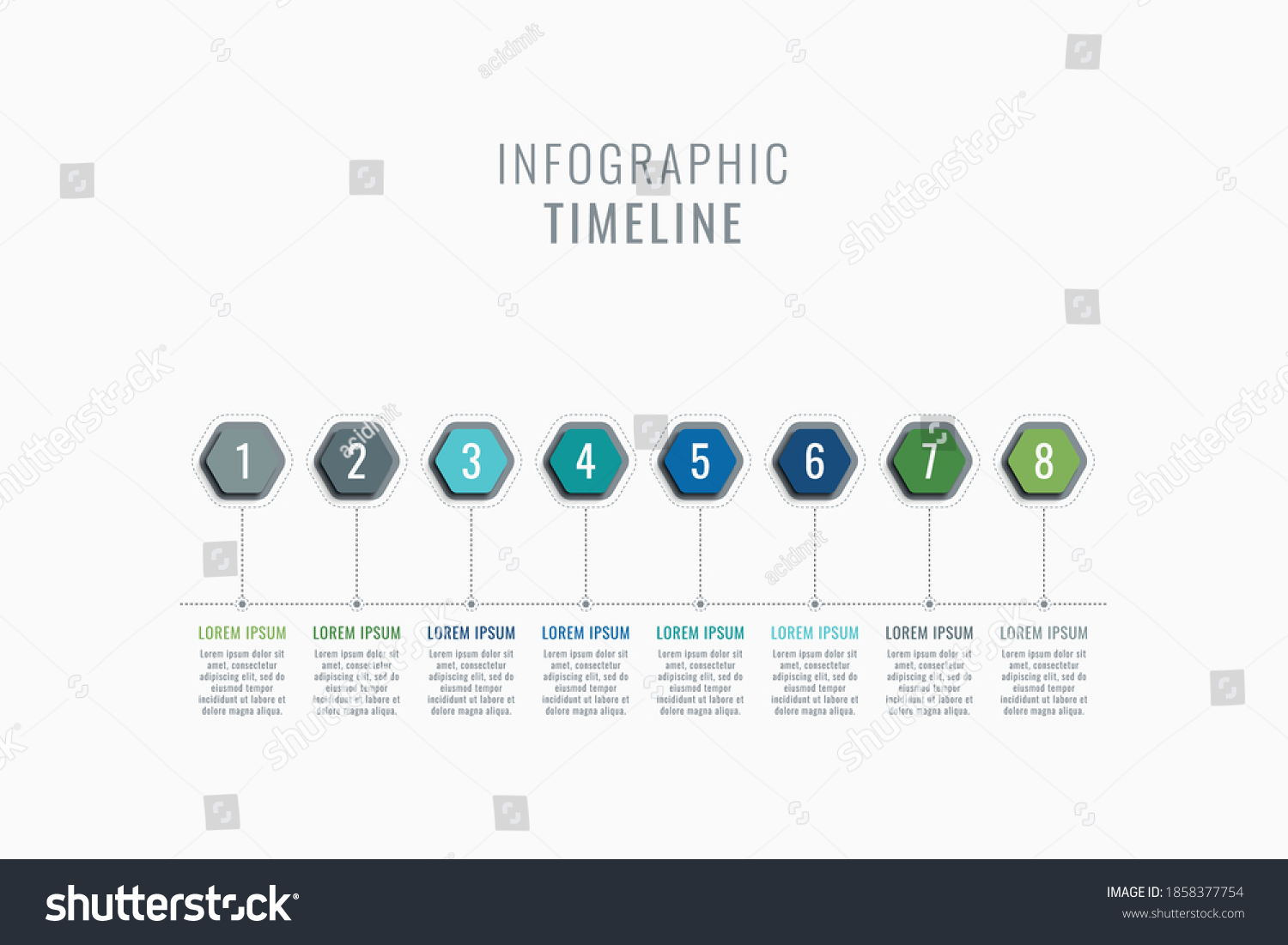 Horizontal Eight Steps Timeline Infographic Template Stock Vector ...