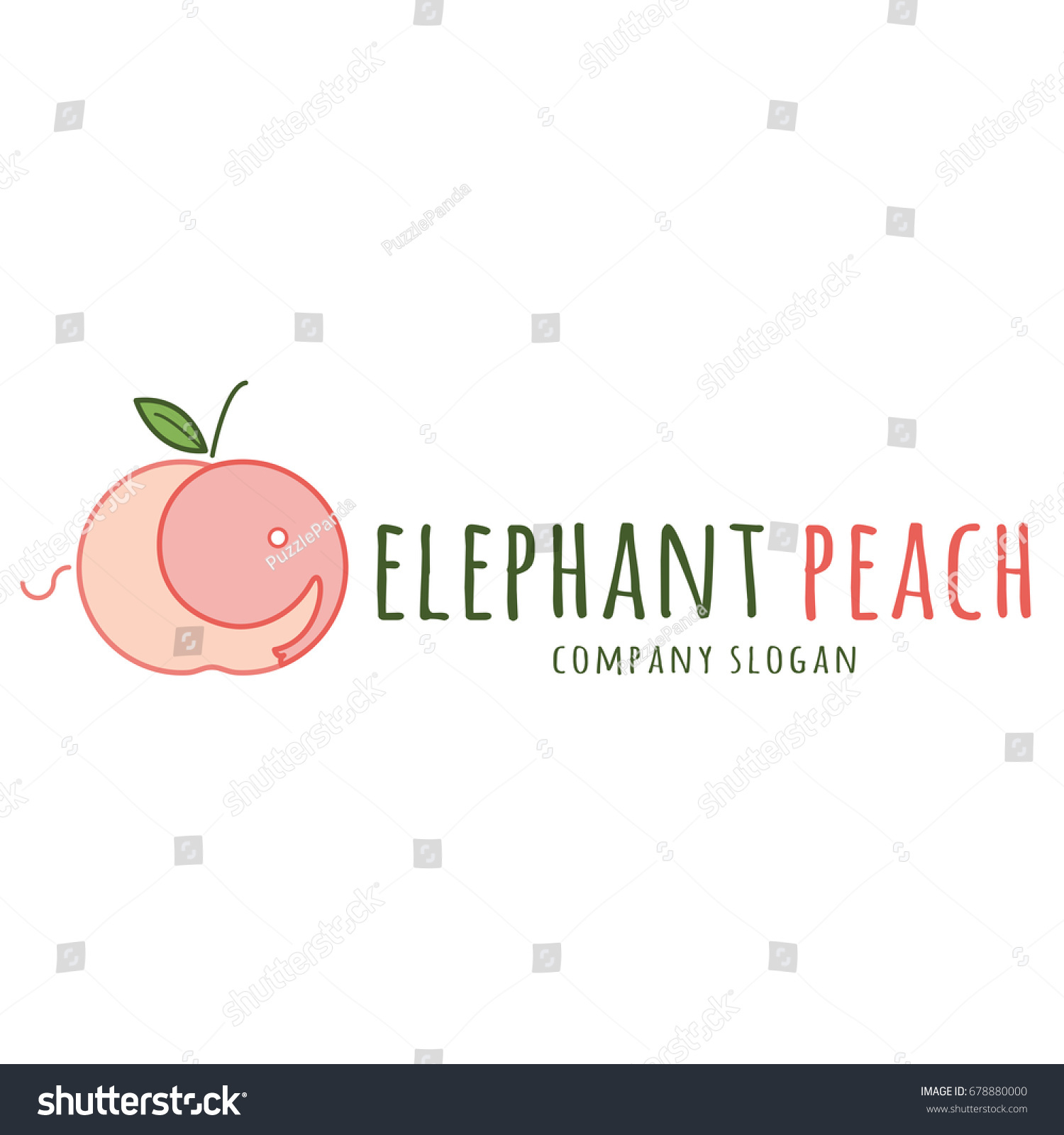 Horizontal Elephant Peach Logo Vector 스톡 벡터(로열티 프리) 678880000 ...