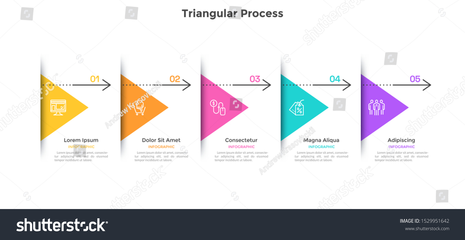 「Horizontal Flowchart 5 Triangular Elements Connected」のベクター画像素材（ロイヤリティ ...
