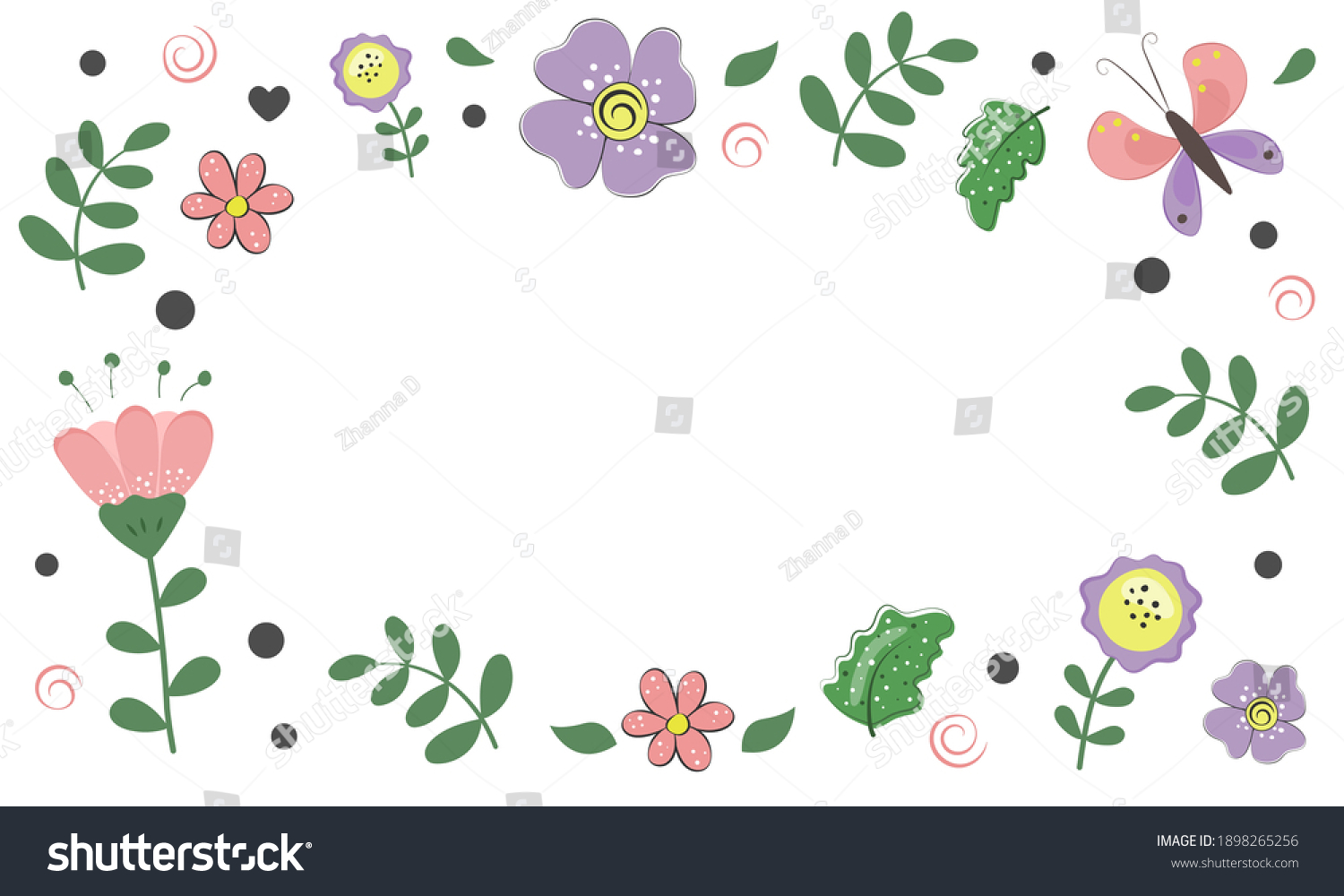 Horizontal Frame Flowers Vector Illustration Stock Vector (Royalty Free ...