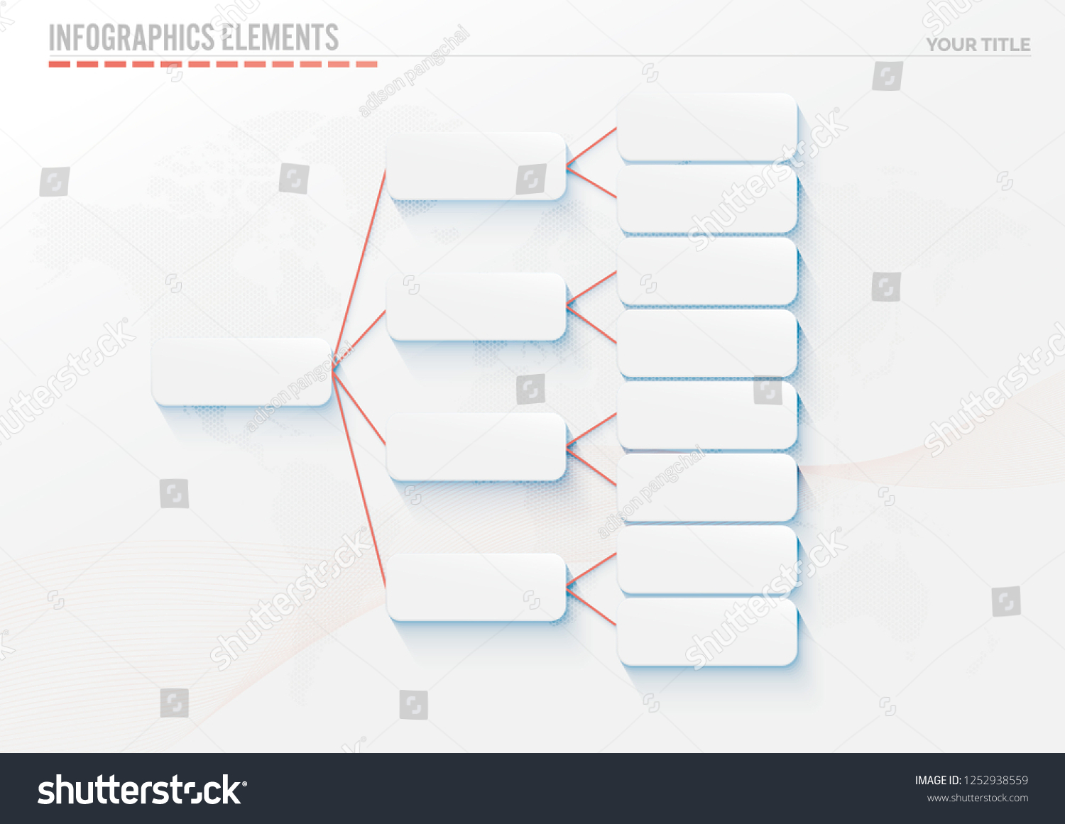 Vektor Stok Horizontal Hierarchyorganization Chart White Template ...