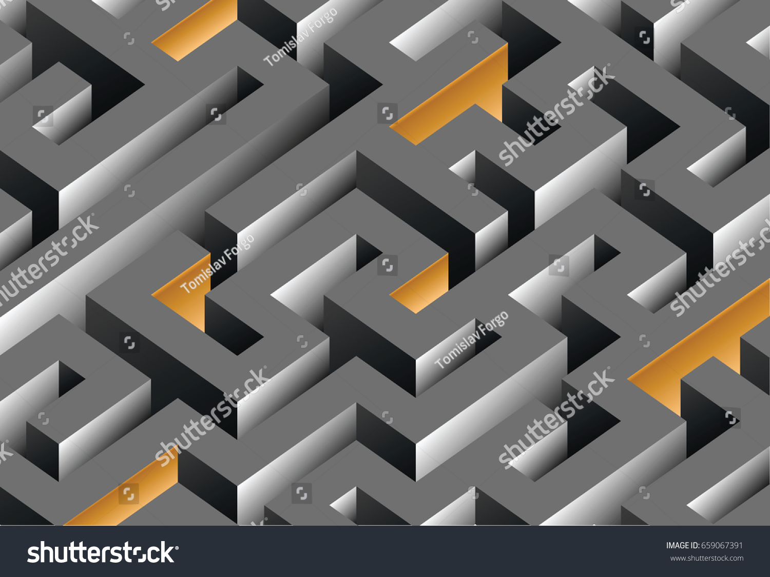 Horizontal Maze Illustration Isometric Projection Vector Stock Vector ...