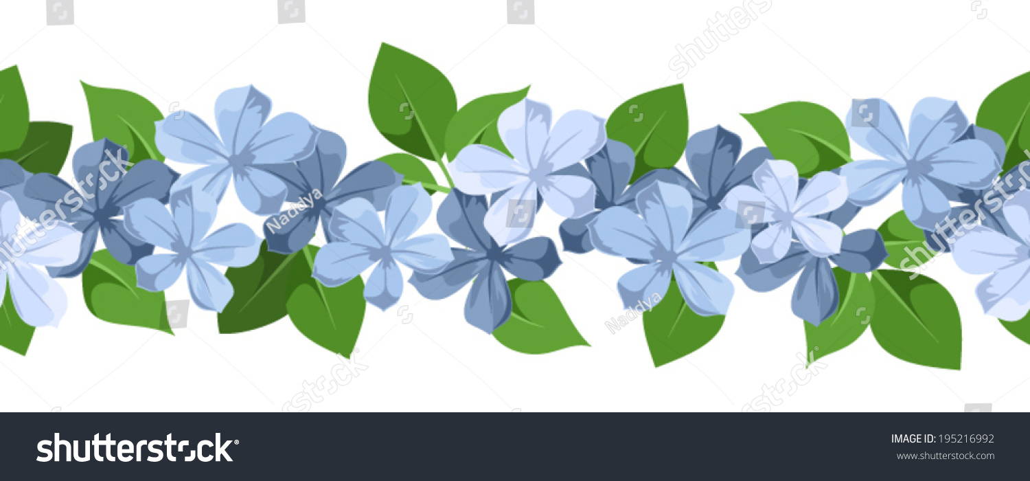 Horizontal Seamless Background Blue Flowers Vector Stock Vector ...