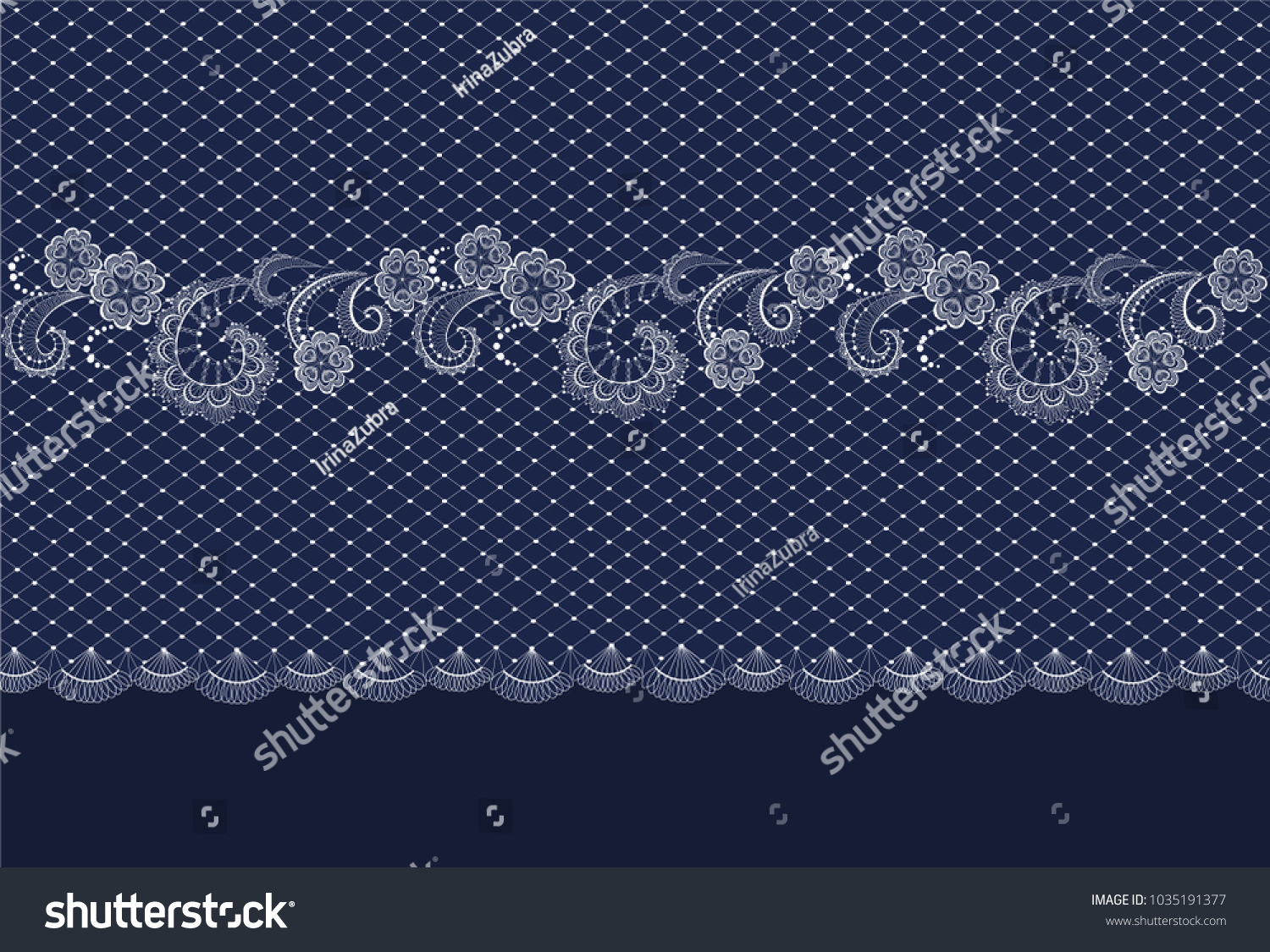 Horizontal Seamless Border Lace Pattern Floral Stock Vector (Royalty ...