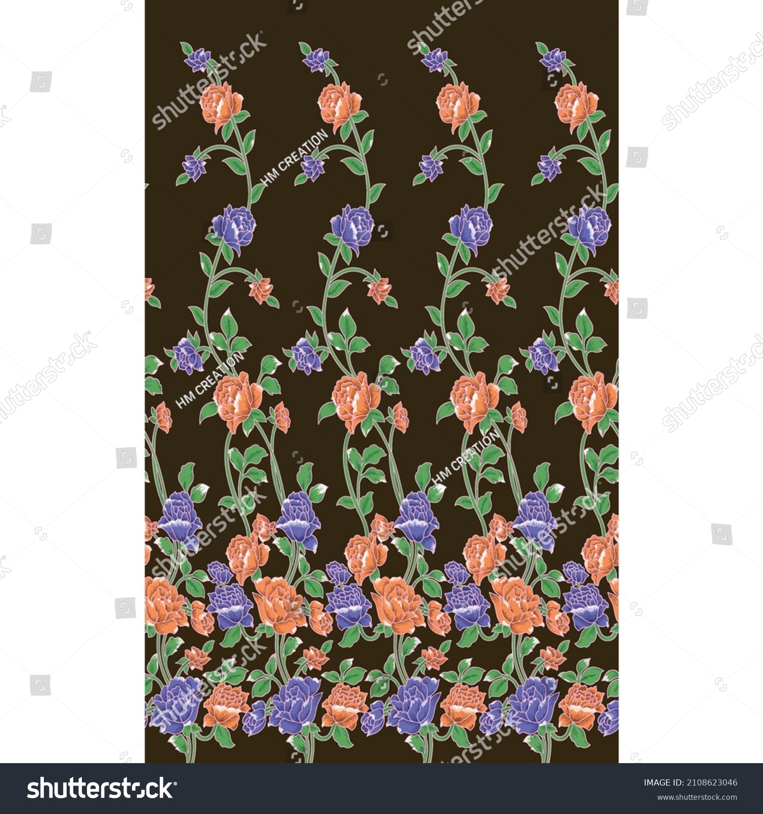 Horizontal Seamless Textile Flower Border Design Stock Vector (Royalty ...