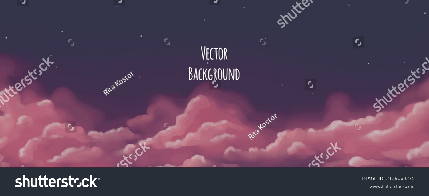 Horizontal Sky Background Pink Clouds Vector Stock Vector (Royalty Free ...