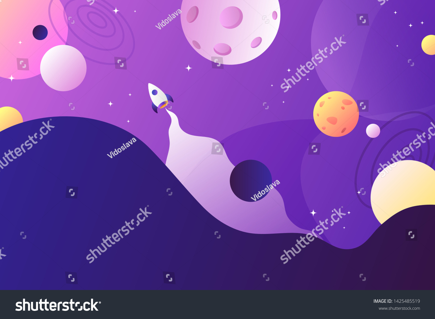 Horizontal Space Background Abstract Shape Planets: เวกเตอร์สต็อก (ปลอด ...