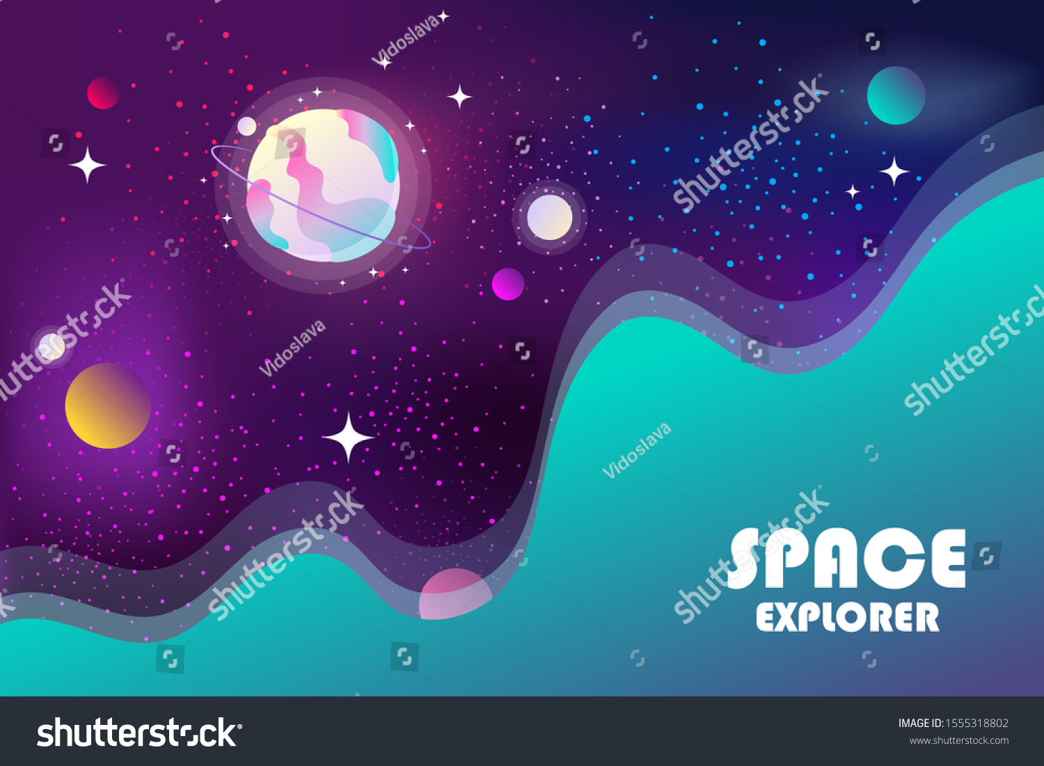Horizontal Space Background Abstract Shape Planets: เวกเตอร์สต็อก (ปลอด ...