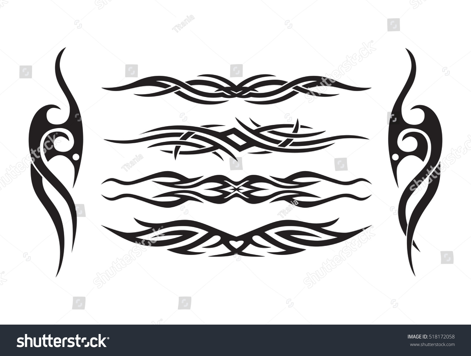 Conjunto de tatuajes horizontal simétrico: vector de stock (libre de ...
