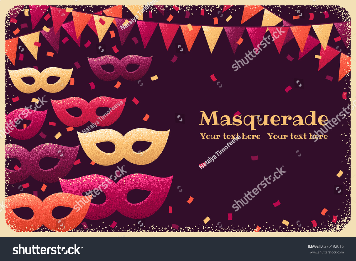 Horizontal Template Masquerade Masks Triangular Flags: เวกเตอร์สต็อก ...