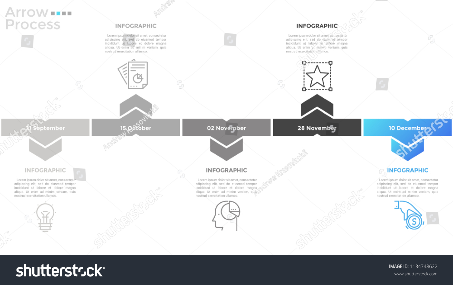 Horizontal Timeline Divided Into 5 Elements Stock Vector (Royalty Free ...
