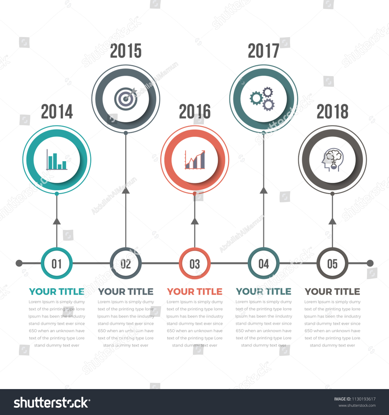 Horizontal Timeline Infographics 05 Steps Stock Vector (Royalty Free ...