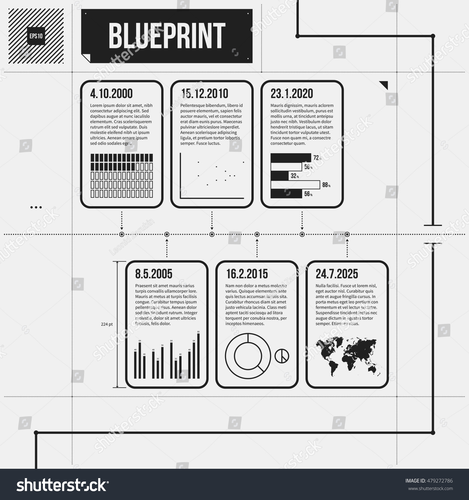 Horizontal Timeline Template Infographic Elements Draft: vetor stock ...