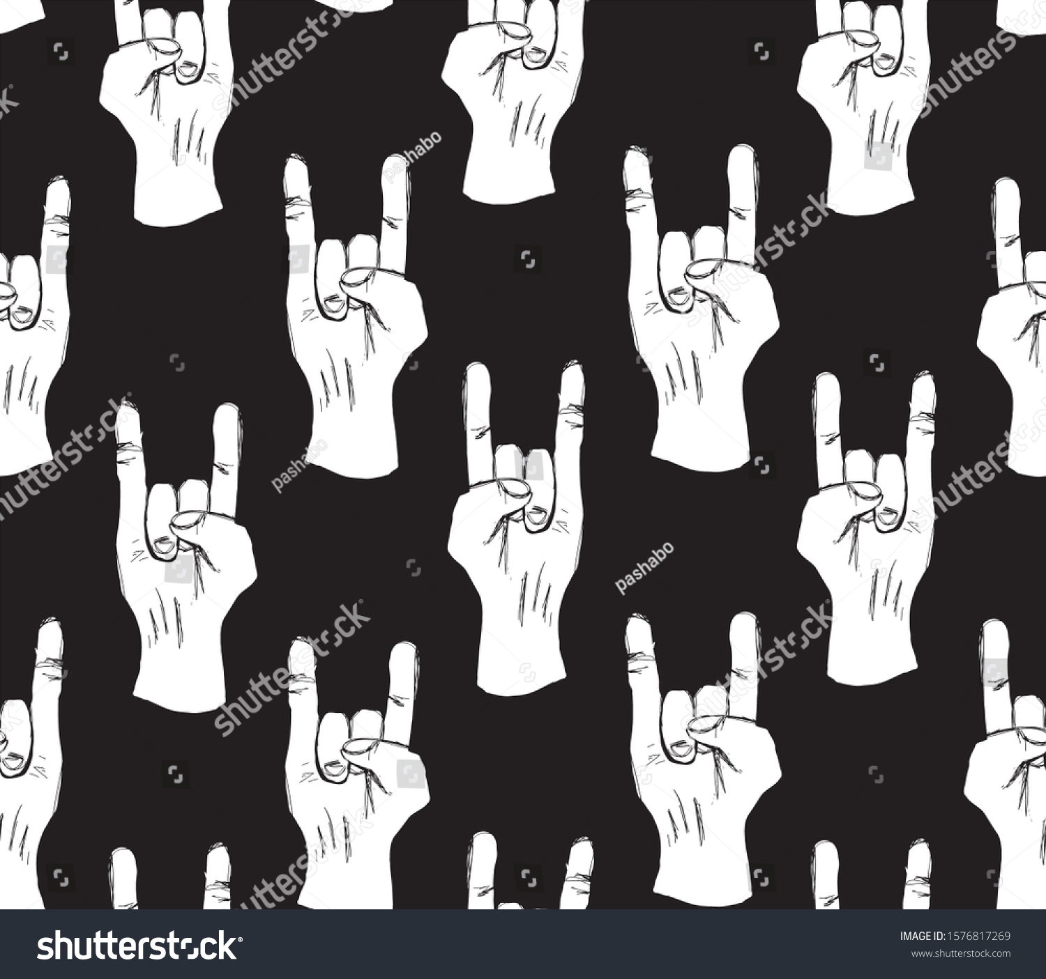 Horn Gesture Hard Rock Theme Pattern: เวกเตอร์สต็อก (ปลอดค่าลิขสิทธิ์ ...