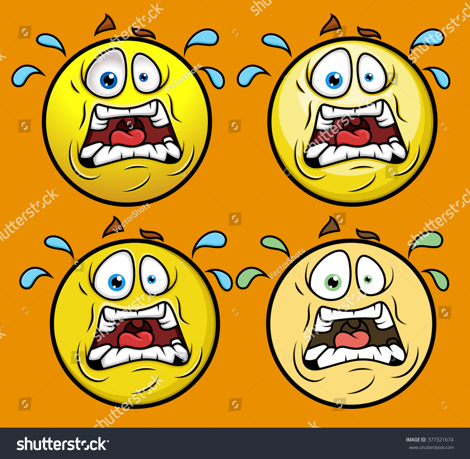 Horrified Emoticon Set Stock Vector (Royalty Free) 377321674