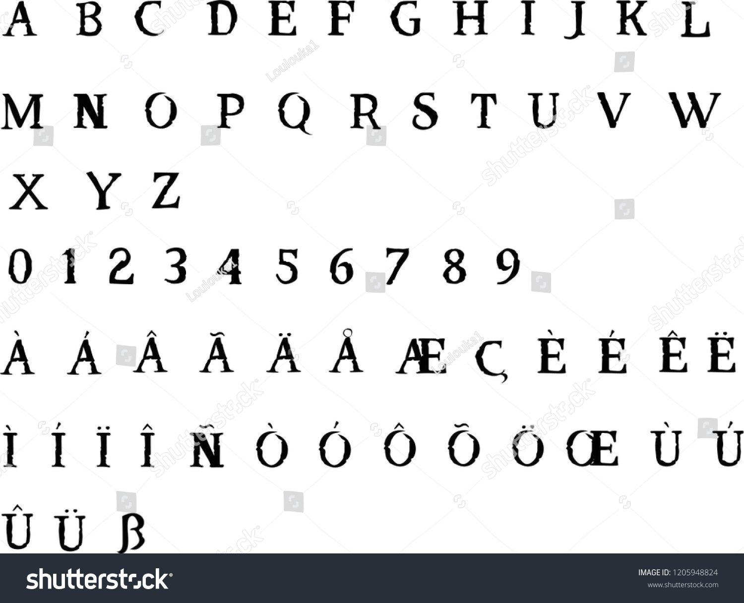 Vektor Stok Horror Alphabet Scary Vector Font (Tanpa Royalti ...