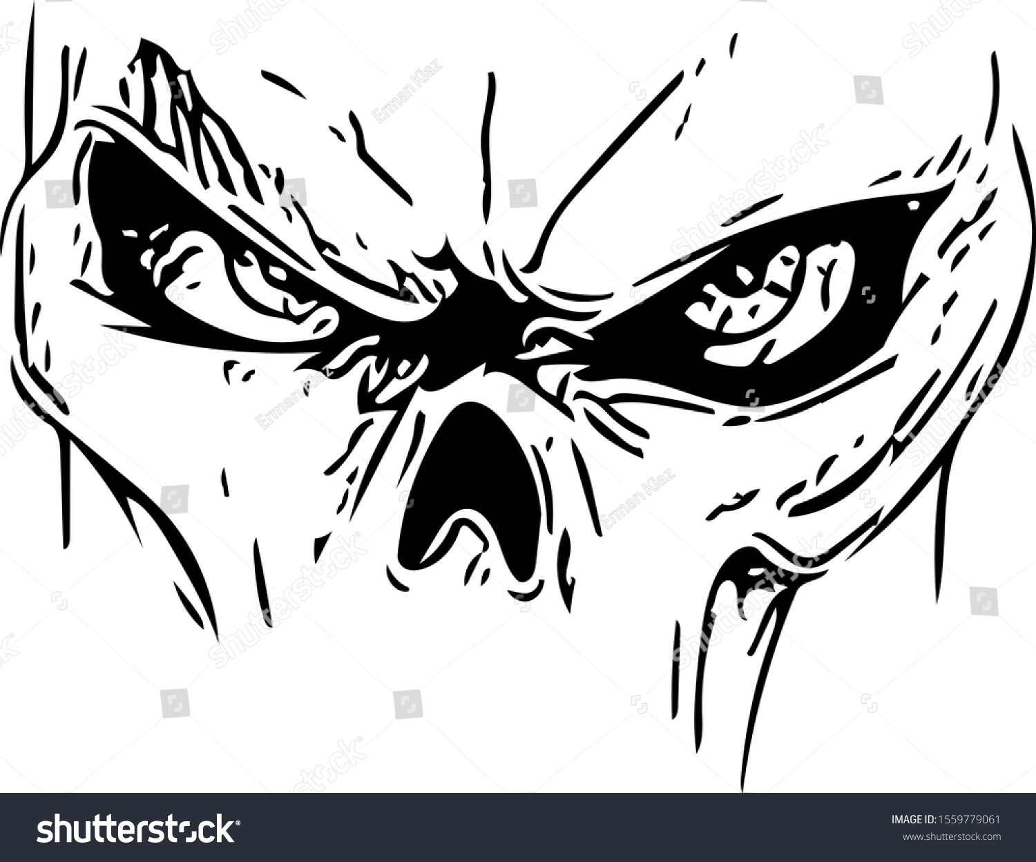 Horror Face Vector Illustration Angry Scary Stock Vector (Royalty Free ...