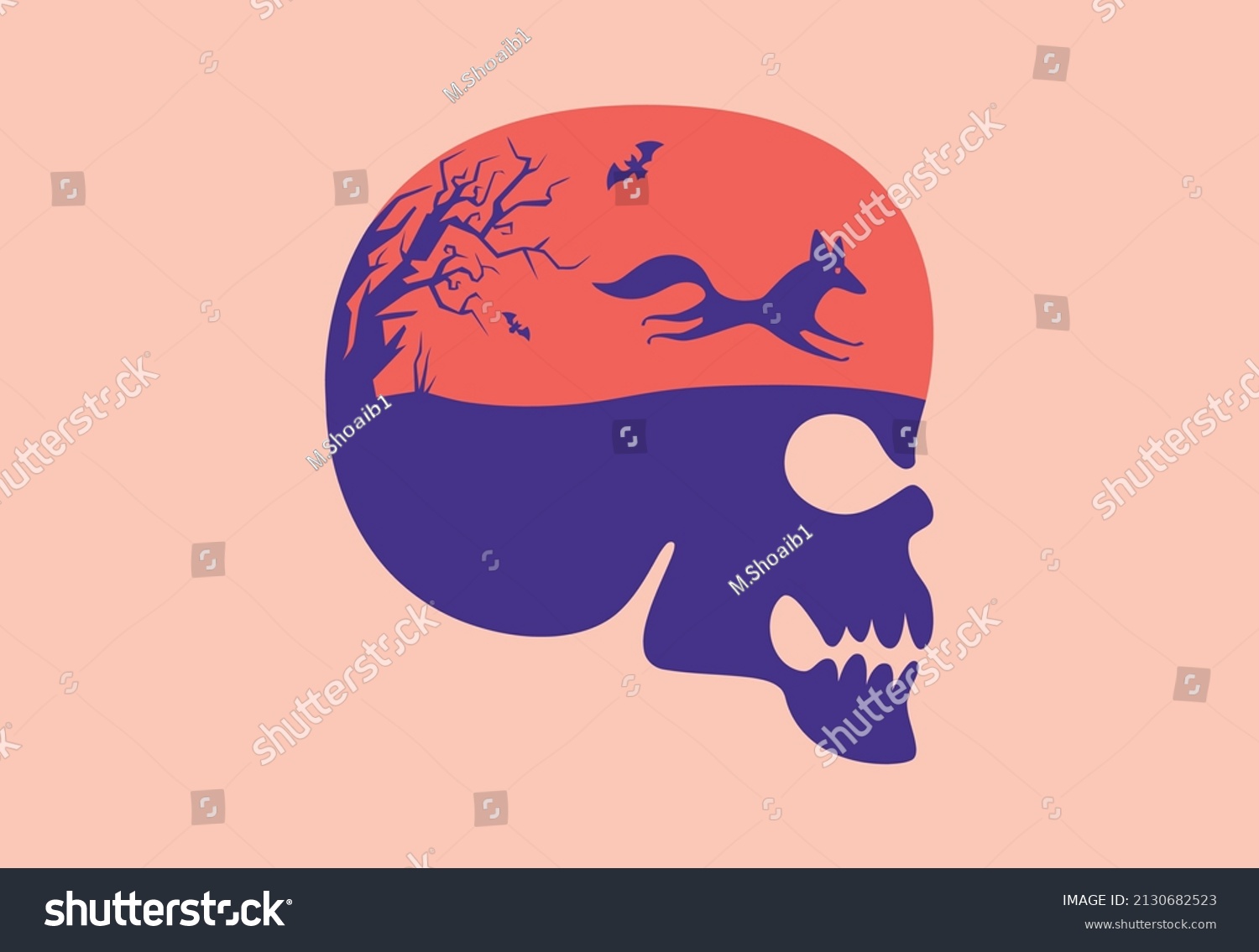 Horror Face Fox Vector Illustration Stock Vector (Royalty Free ...
