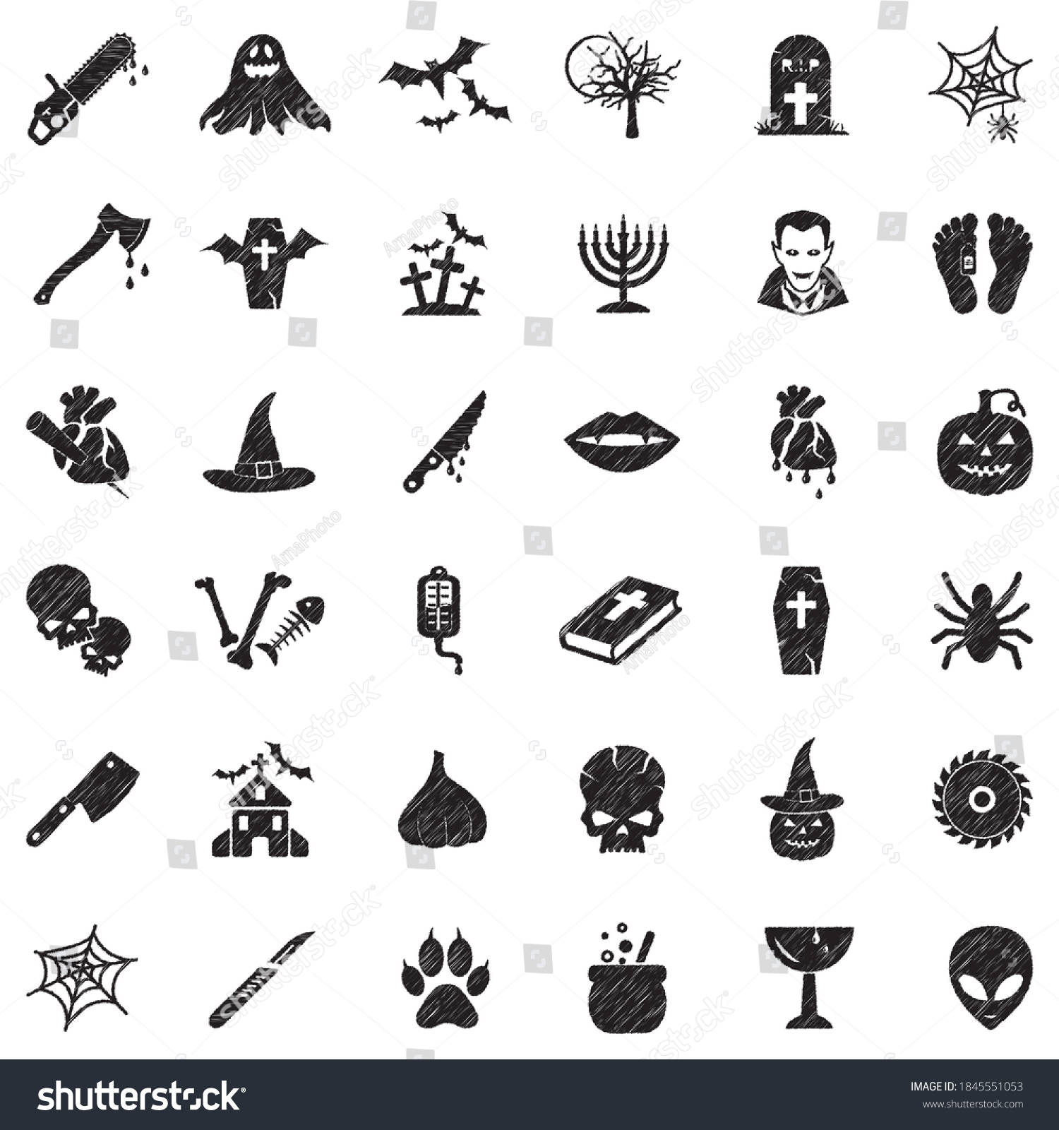 Horror Icons Black Scribble Design Vector Stock Vector (Royalty Free ...