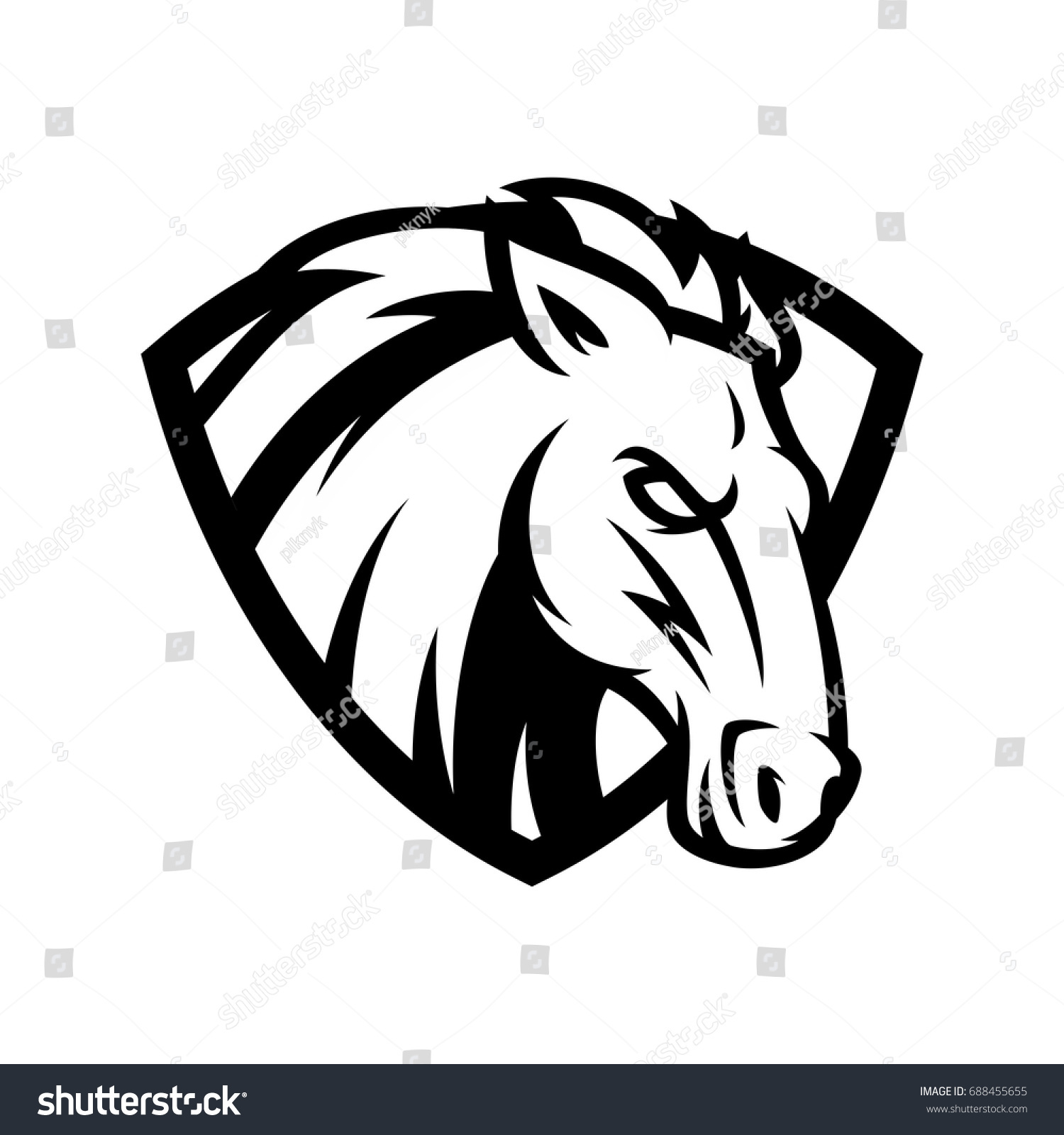 Horse Bw Vector Logo Mascot: Vector có sẵn (miễn phí bản quyền ...