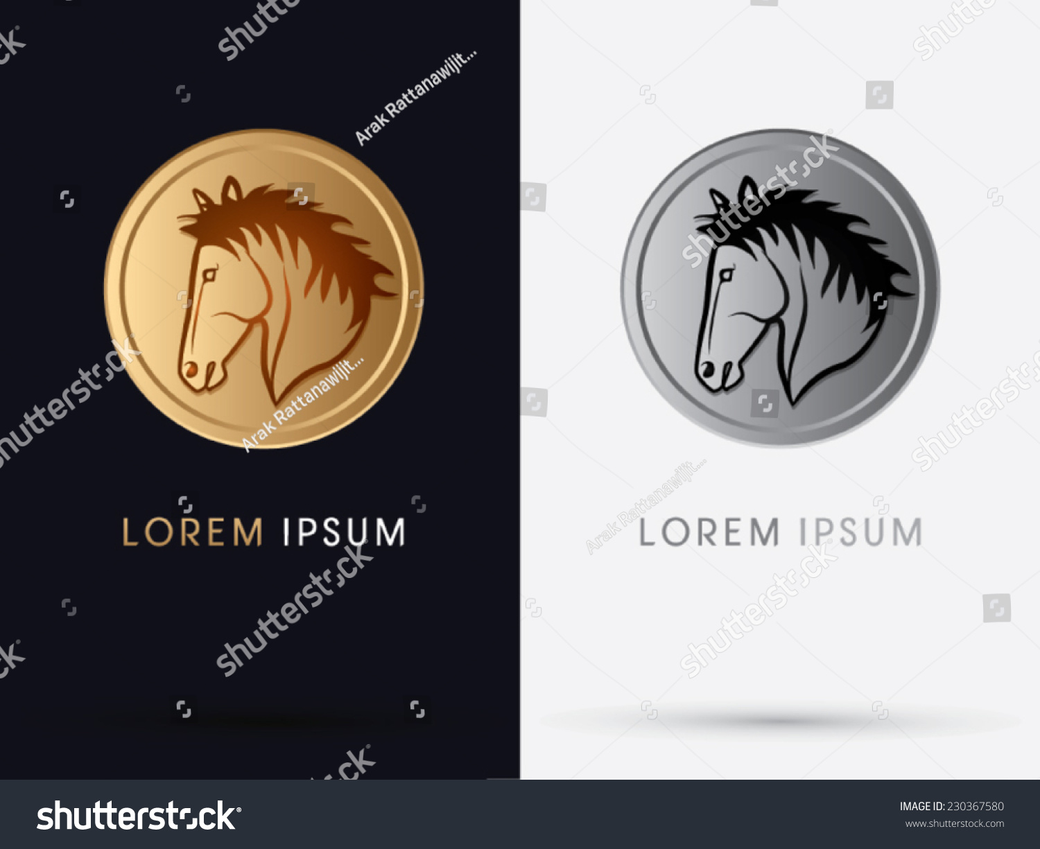 Horse Head Coin Logo Vector Stock Vector (Royalty Free) 230367580
