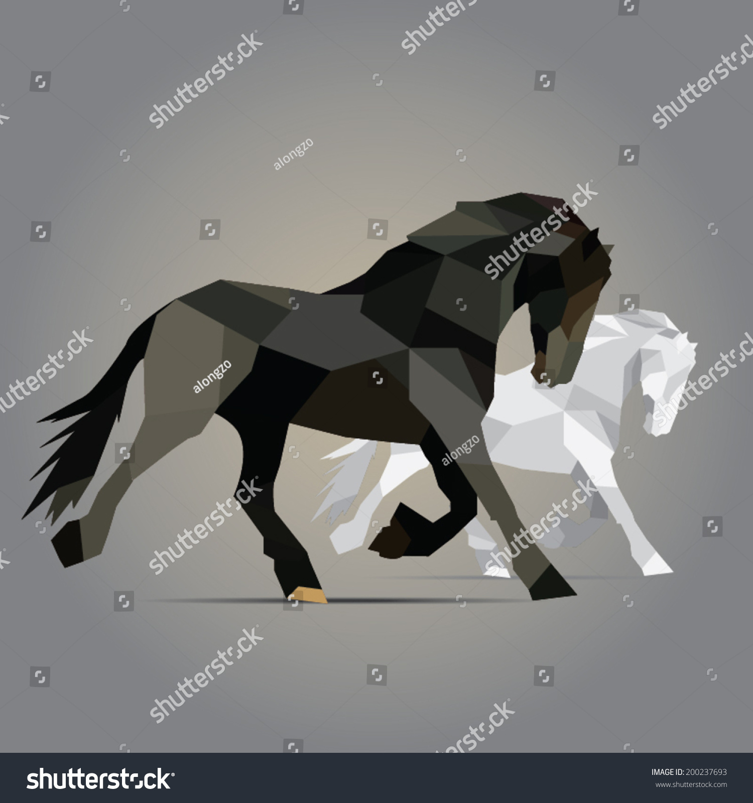 Horses Geometric Style Polygon Vector Stock Vector (Royalty Free) 200237693