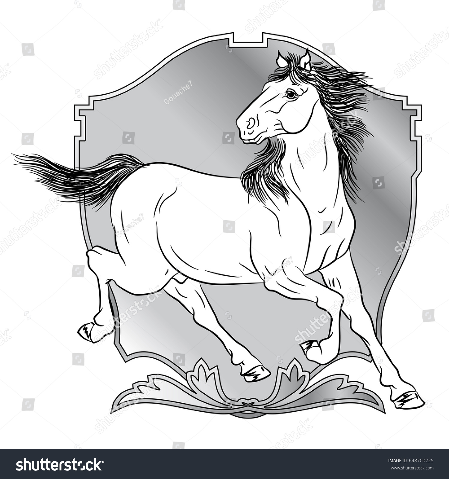 Horses Shields Design Animals Heraldic Design Stock Vector (Royalty ...