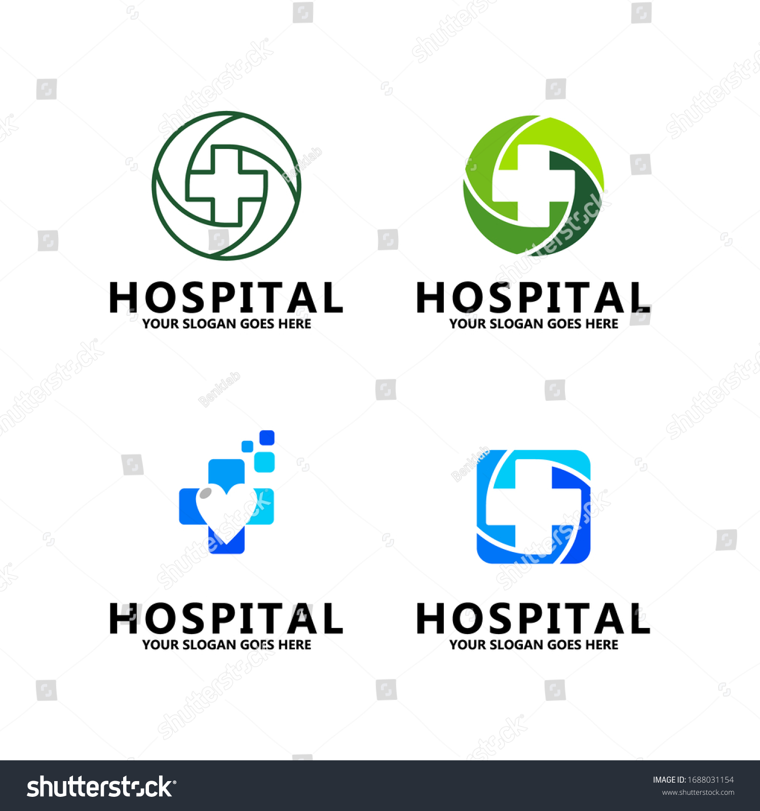 Hospital Logo Set Design Vector Template Stock Vector (Royalty Free ...