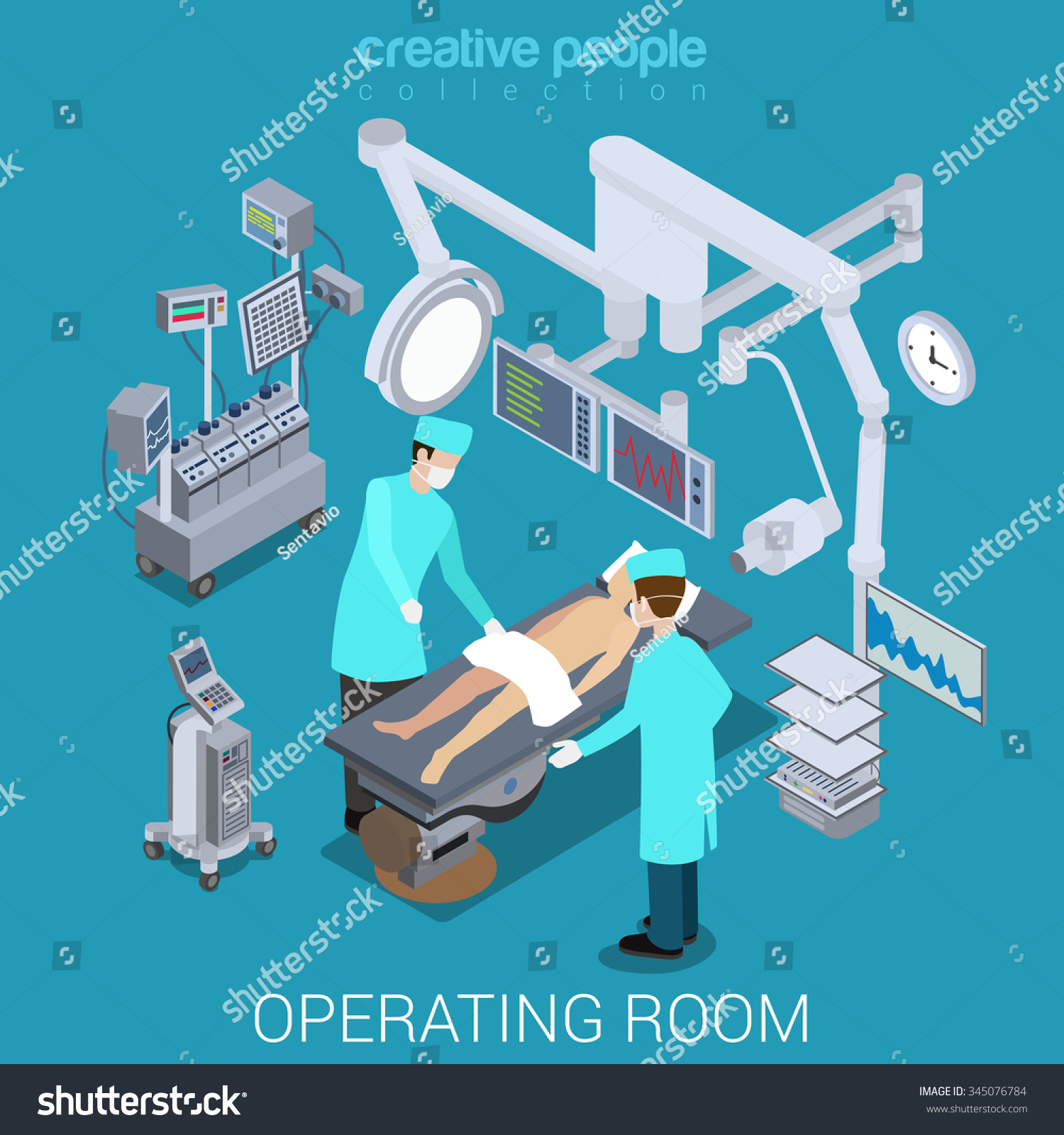 Hospital Operating Room Process Flat 3 D Stock Vector (Royalty Free ...