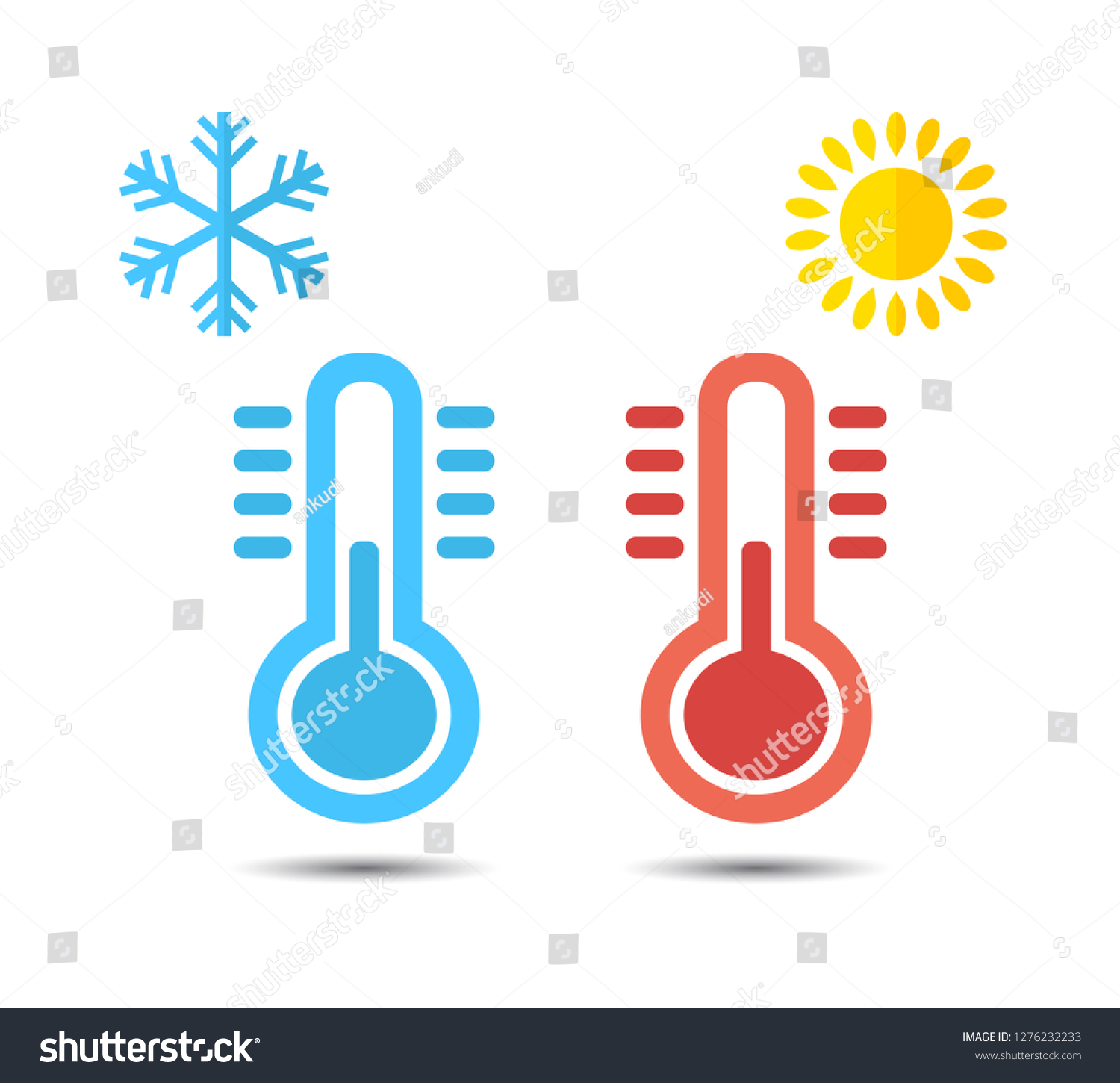 Vektor Stok Hot Cold Temperature Icon Vector (Tanpa Royalti) 1276232233 ...