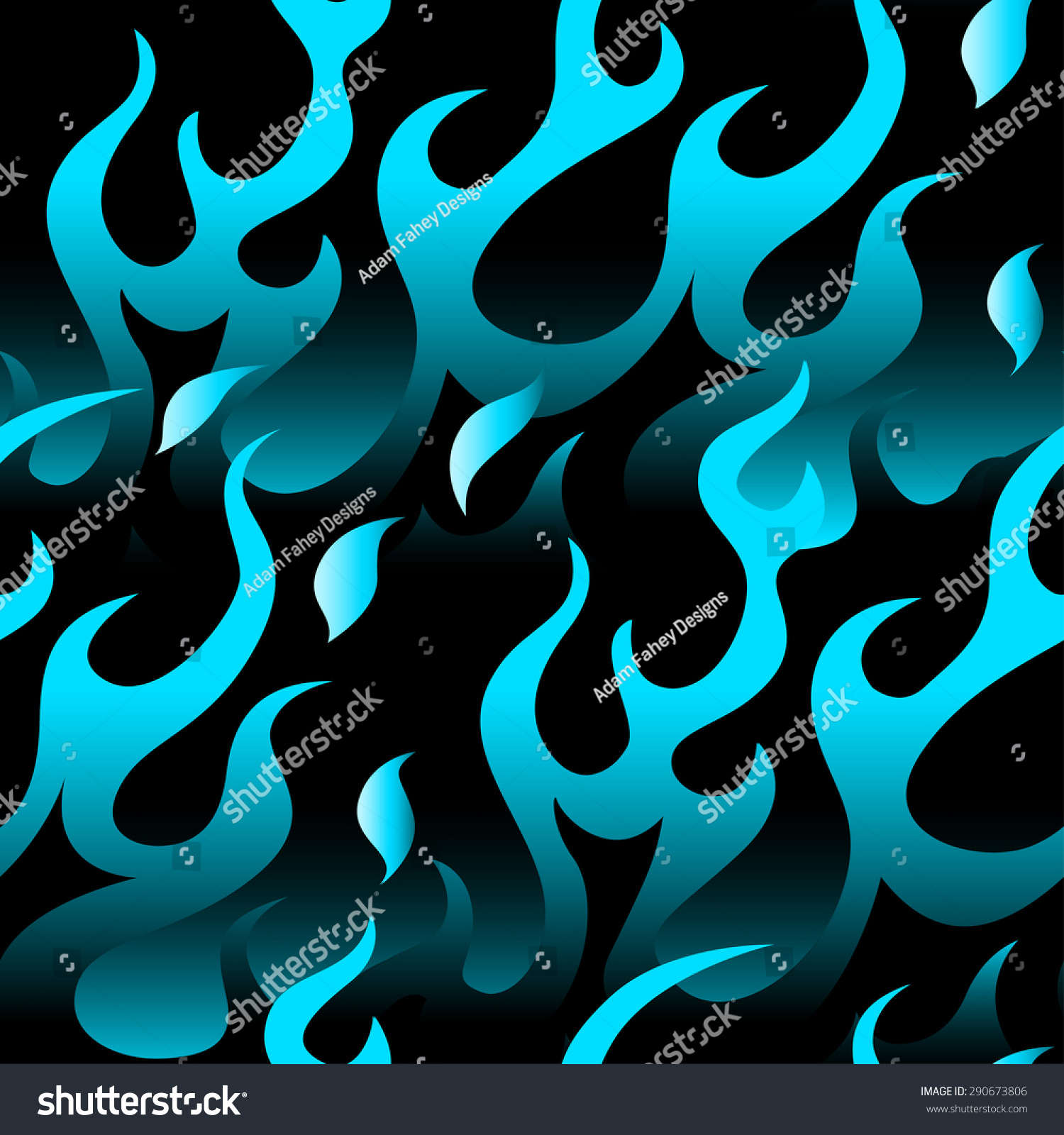 Hot Blue Flames Seamless Pattern Stock Vector (Royalty Free) 290673806