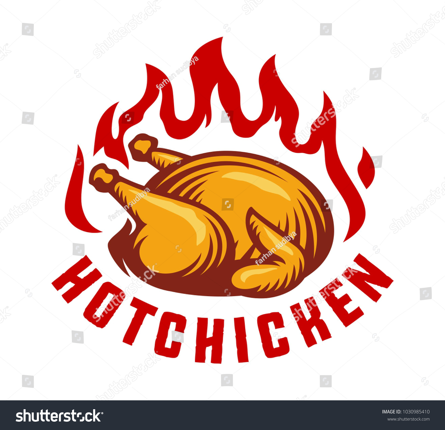Hot Chicken Fire Label Template Stock Vector (Royalty Free) 1030985410