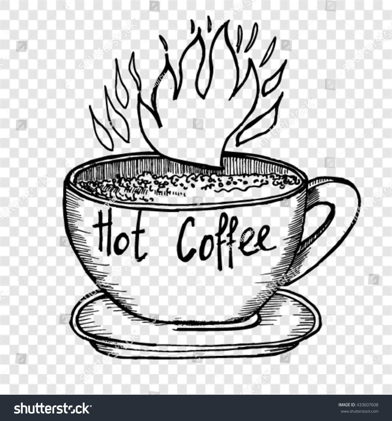 Hot Coffee Sketch Stock Vector (Royalty Free) 433607608 | Shutterstock