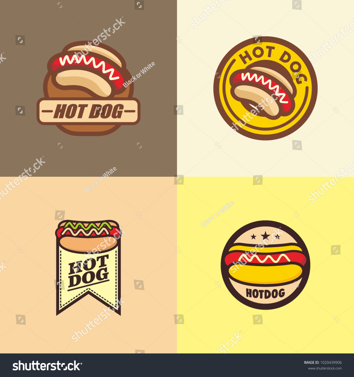 Hot Dog Logo Set Vector Stock Vector (Royalty Free) 1020439906
