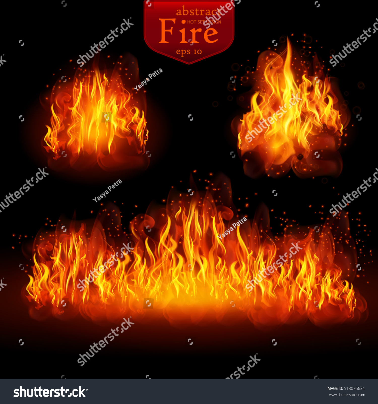 Hot Fire Vector Realistic Elements Set Stock Vector (Royalty Free ...