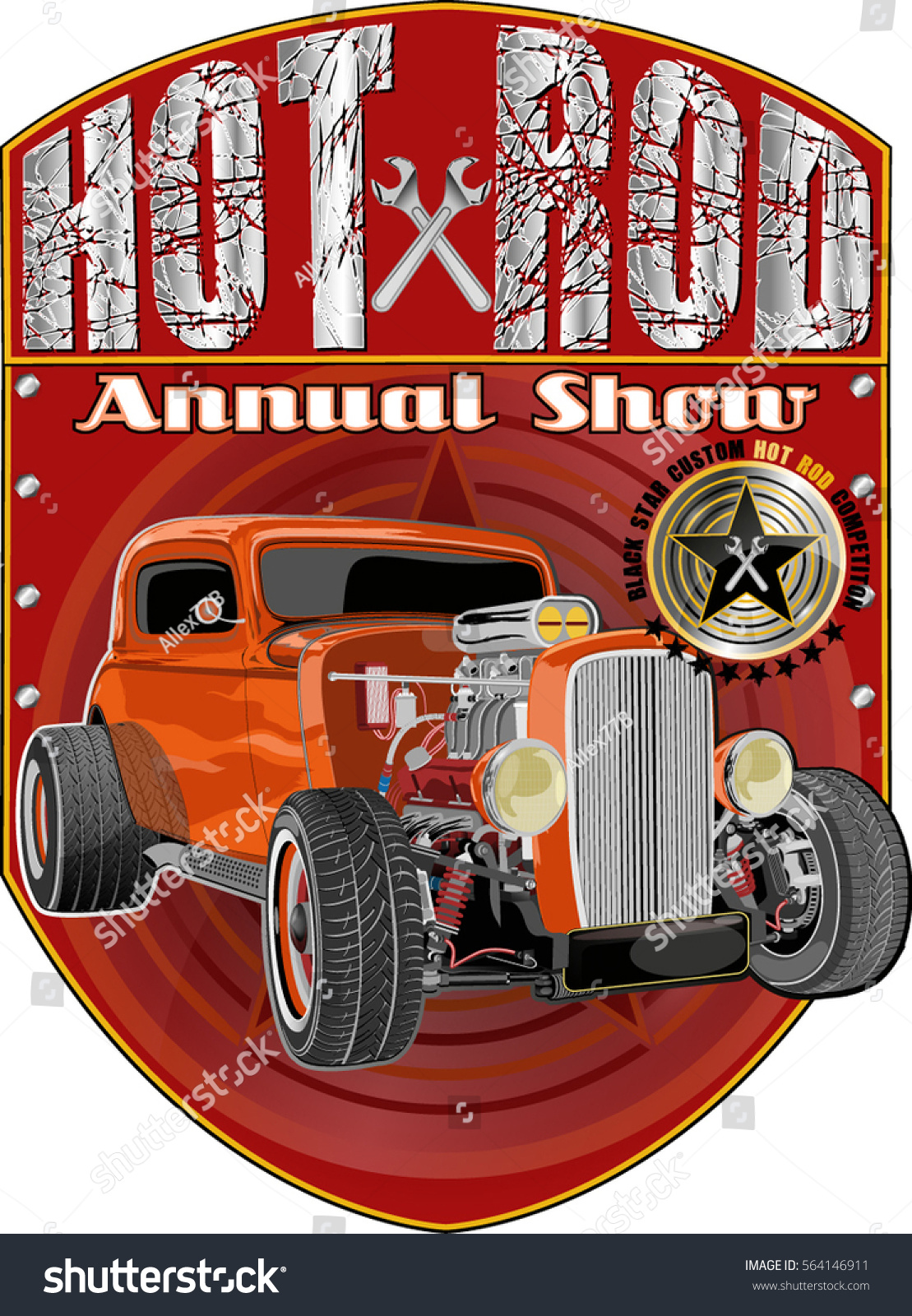 Hot Rod Emblem Stock Vector (Royalty Free) 564146911
