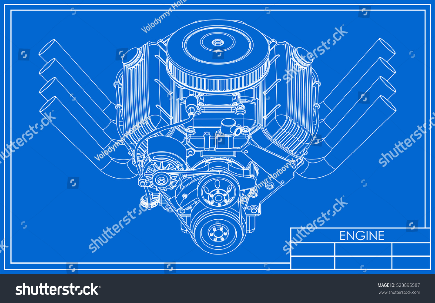 Hot Rod V8 Engine Drawing: Vector có sẵn (miễn phí bản quyền) 523895587 ...