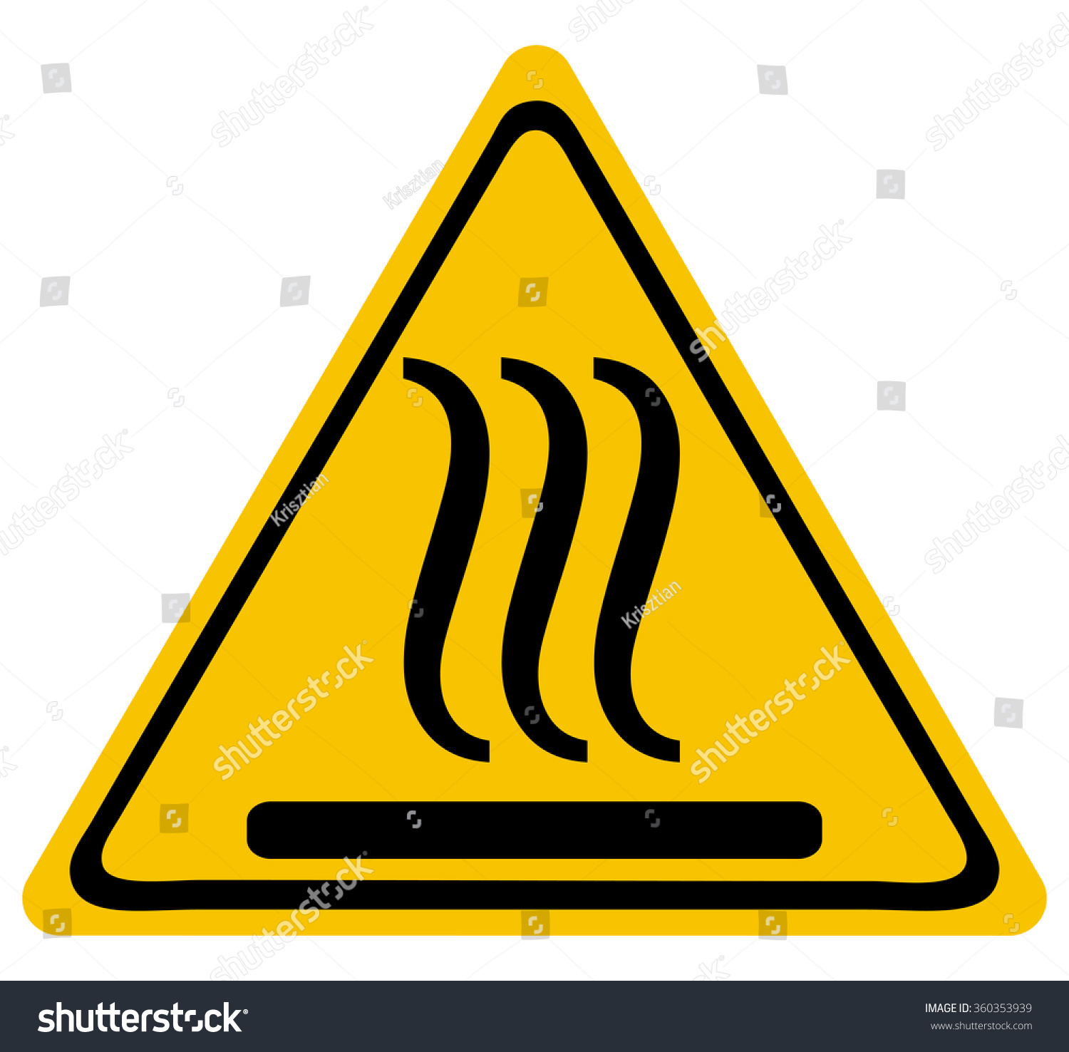 Hot Surface Warning Triangle Yellow Sticker Stock Vector (Royalty Free ...