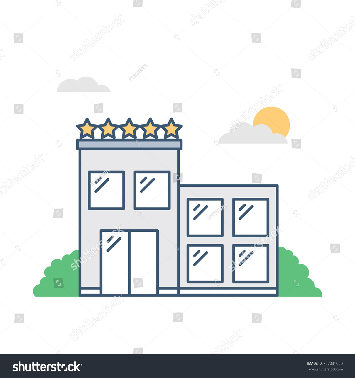 Hotel Building Vector Illustration Stock Vector (Royalty Free) 757031050