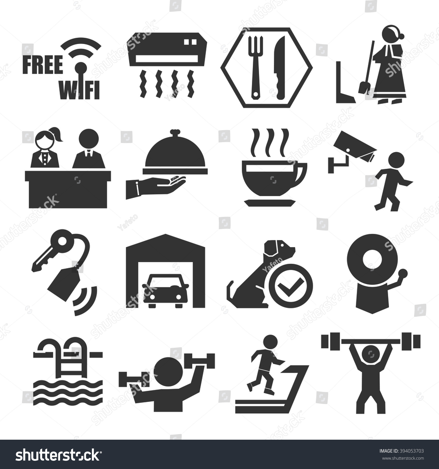 Hotel Facility Icon Set: vector de stock (libre de regalías) 394053703