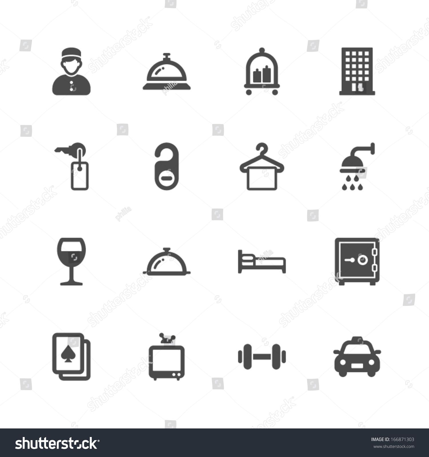 Hotel Icons Stock Vector (Royalty Free) 166871303 - Shutterstock