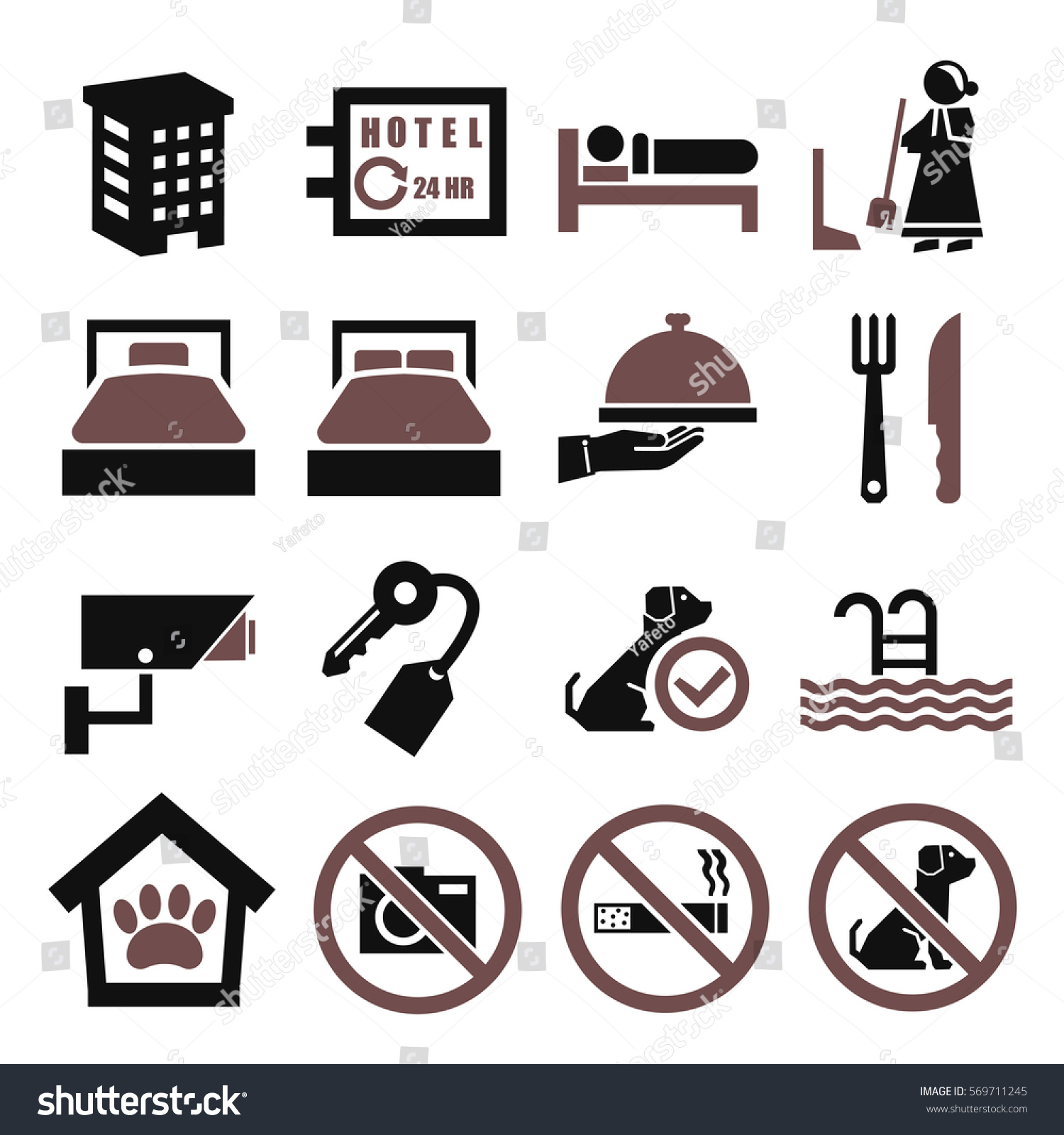 Hotel Inn Icon Set Stock Vector 569711245 - Shutterstock