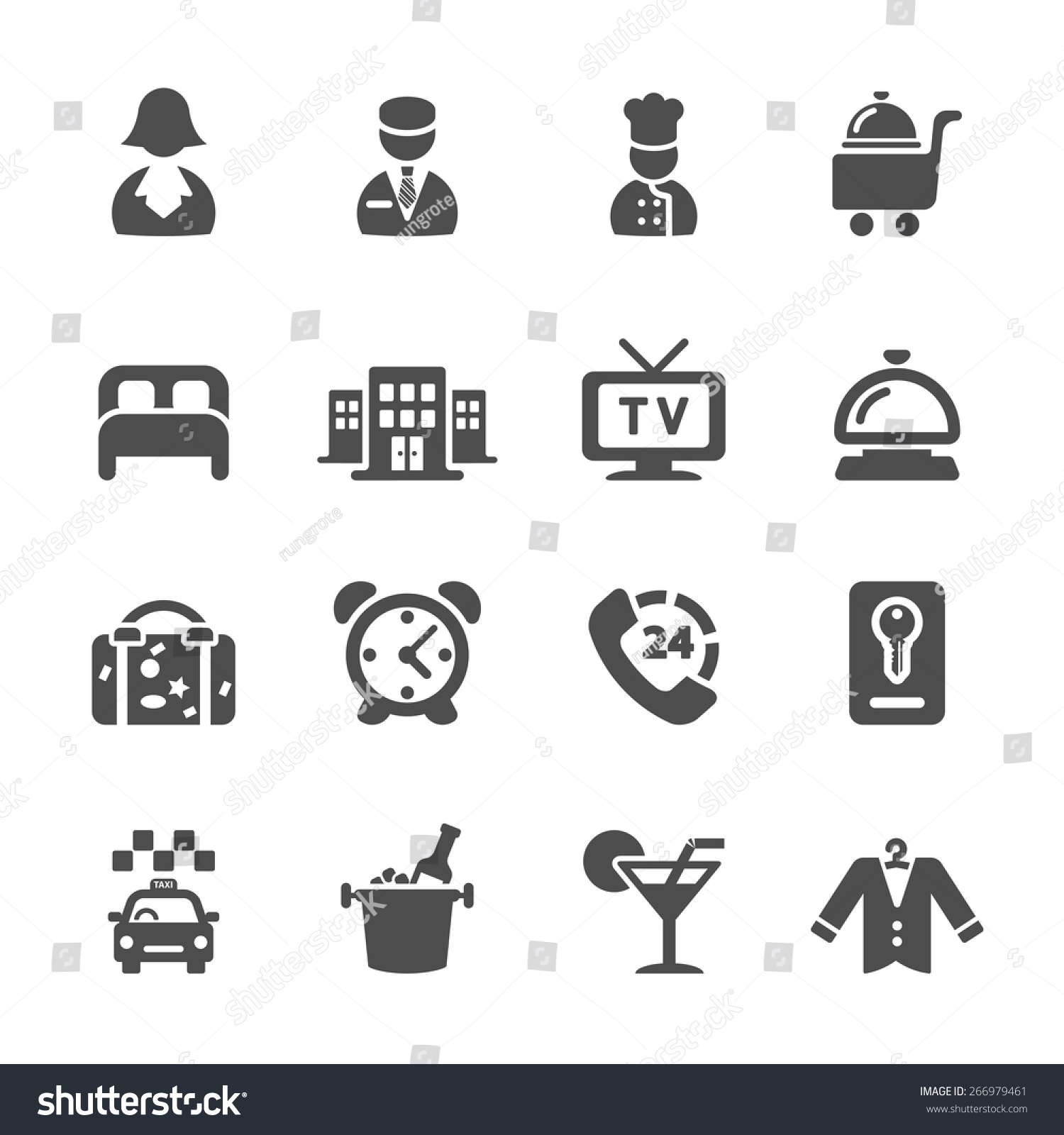 Hotel Service Icon Set 6 Vector Stock Vector (Royalty Free) 266979461 ...