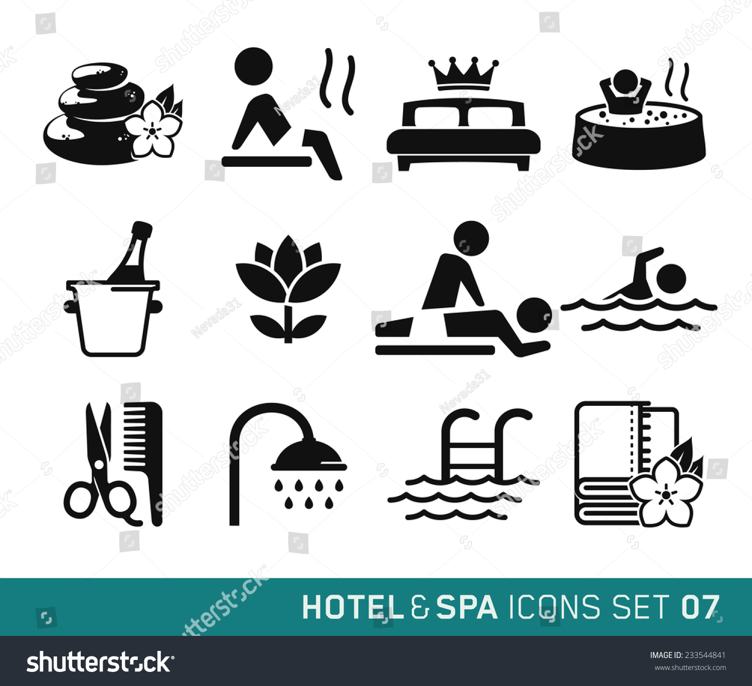Hotel & Spa Icons Set // 07 Stock Vector Illustration 233544841 ...